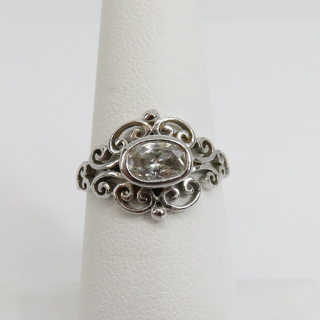 Vintage Sterling Silver Ornate Art Glass Ring - Etsy