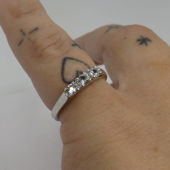 Vintage sterling silver three stone band ring - Gem