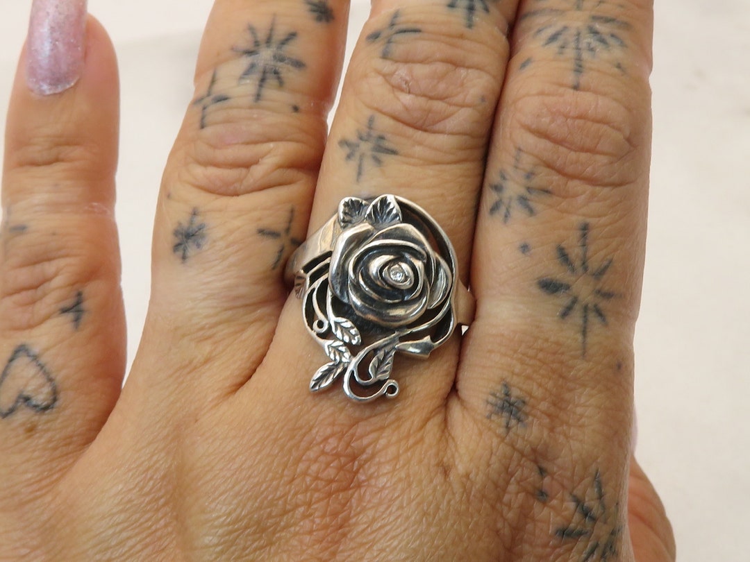 Vintage Avon Sterling Silver Rose Ring - Etsy