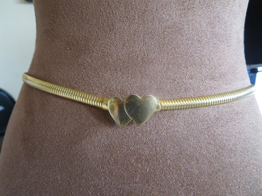 Vintage Gold Tone Petite Snake Chain Heart Buckle Belt - Etsy