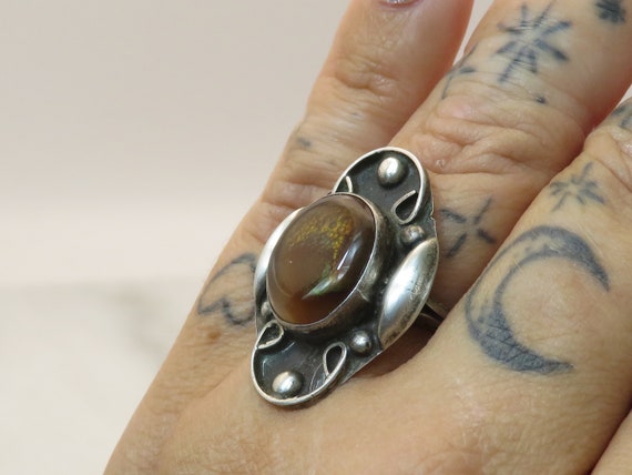 Vintage Sterling silver fire agate ring - Gem
