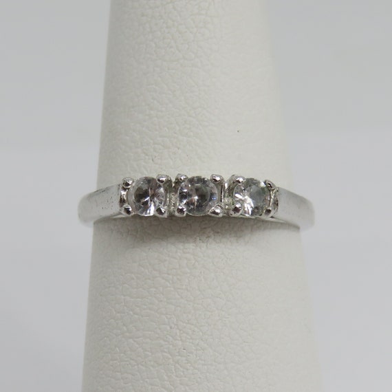 Vintage sterling silver three stone band ring - Gem