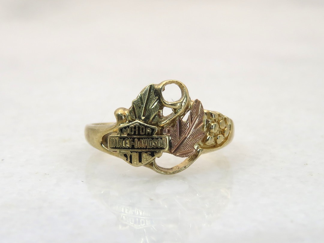 Vintage 10k Tri Color Black Hills Gold Harley Davidson Ring - Etsy