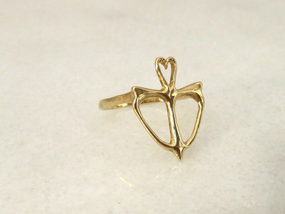 Vintage 14k gold Love Jesus Christ cross ring - Gem