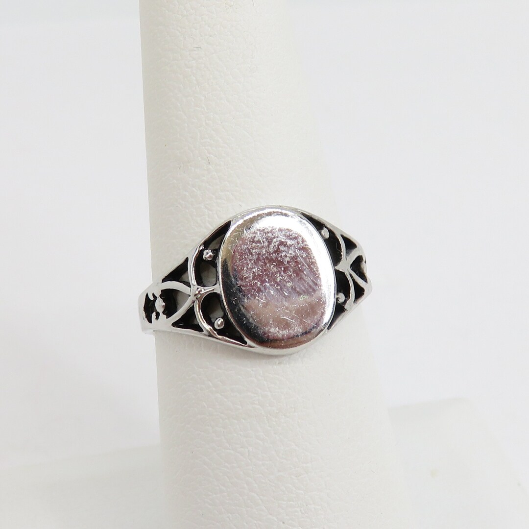 Vintage Sterling Silver Blank Signet Ring - Etsy