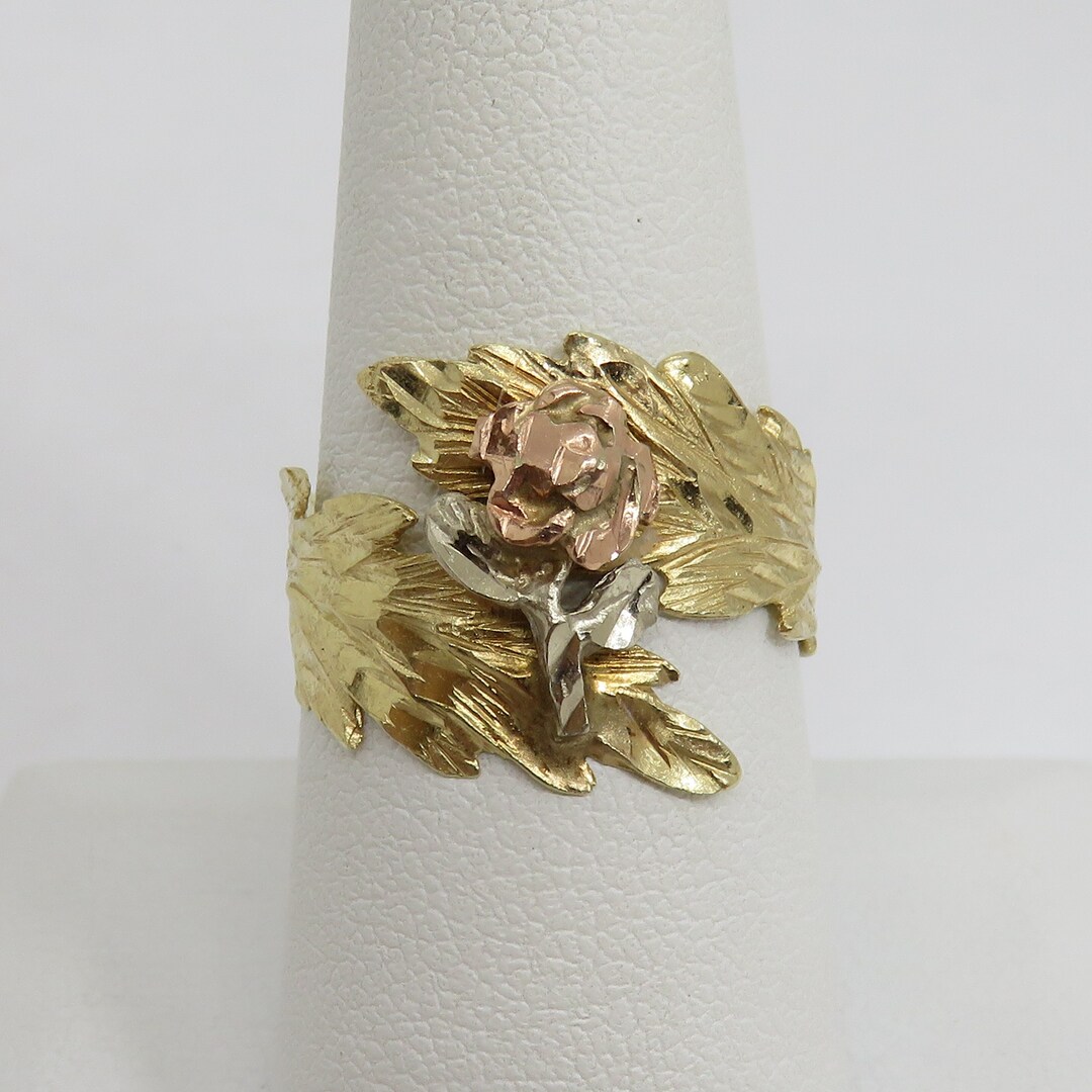 Vintage 14k Tri Colored Gold Rose Ring - Etsy