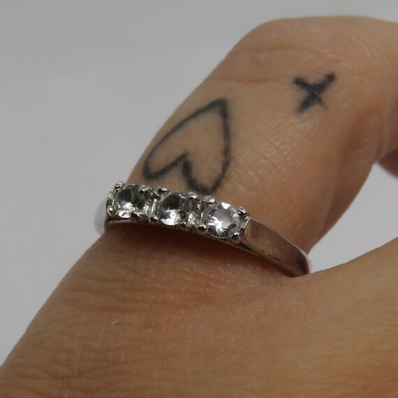 Vintage sterling silver three stone band ring - Gem