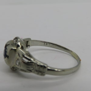 Art Deco 18k White Gold Diamond and Sapphire Ring - Etsy