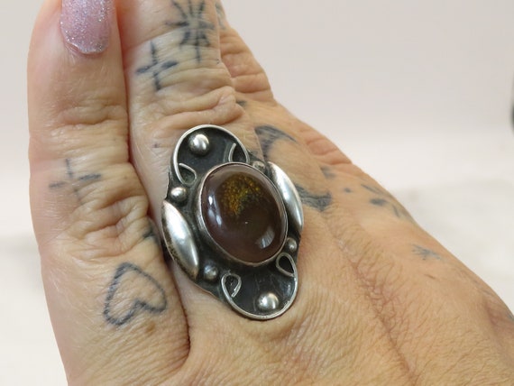 Vintage Sterling silver fire agate ring - Gem