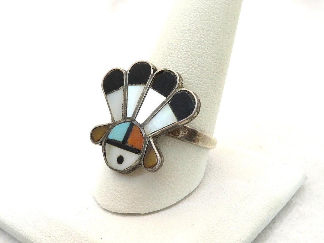 Vintage Sterling Silver Zuni Sun God Inlay Ring - Etsy