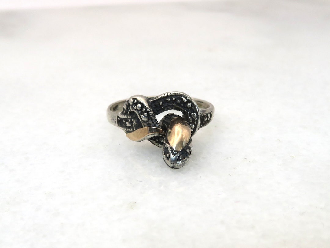 Vintage Sterling Silver Gold Snake Apposable Ring - Etsy