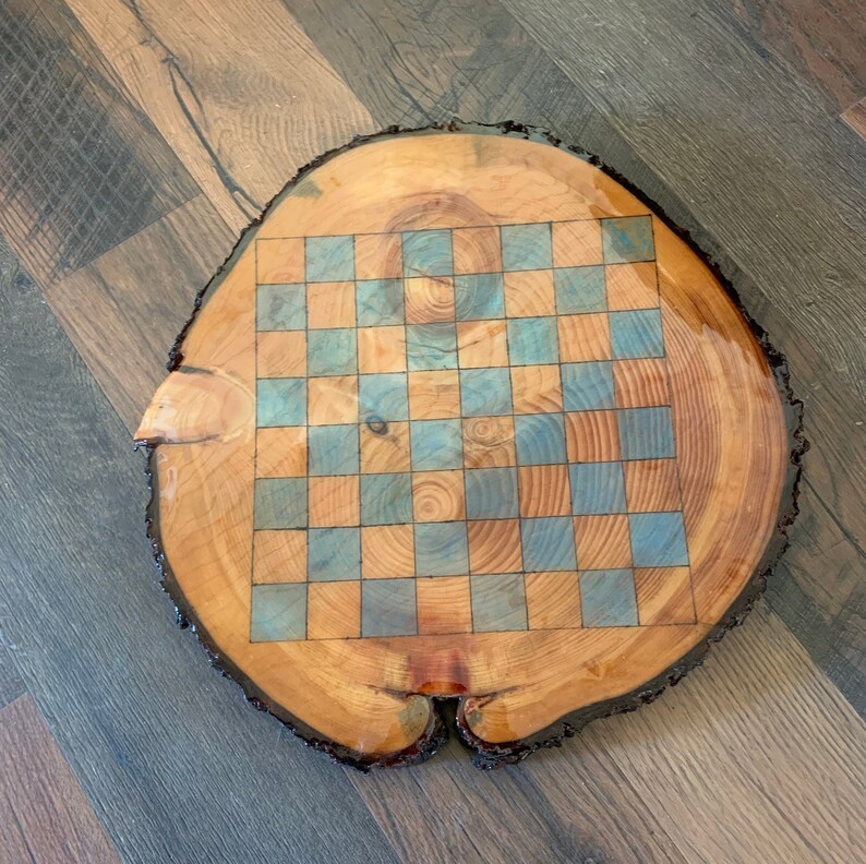 Custom Live Edge Epoxy Pine Wood Chess/checkers Board - Etsy