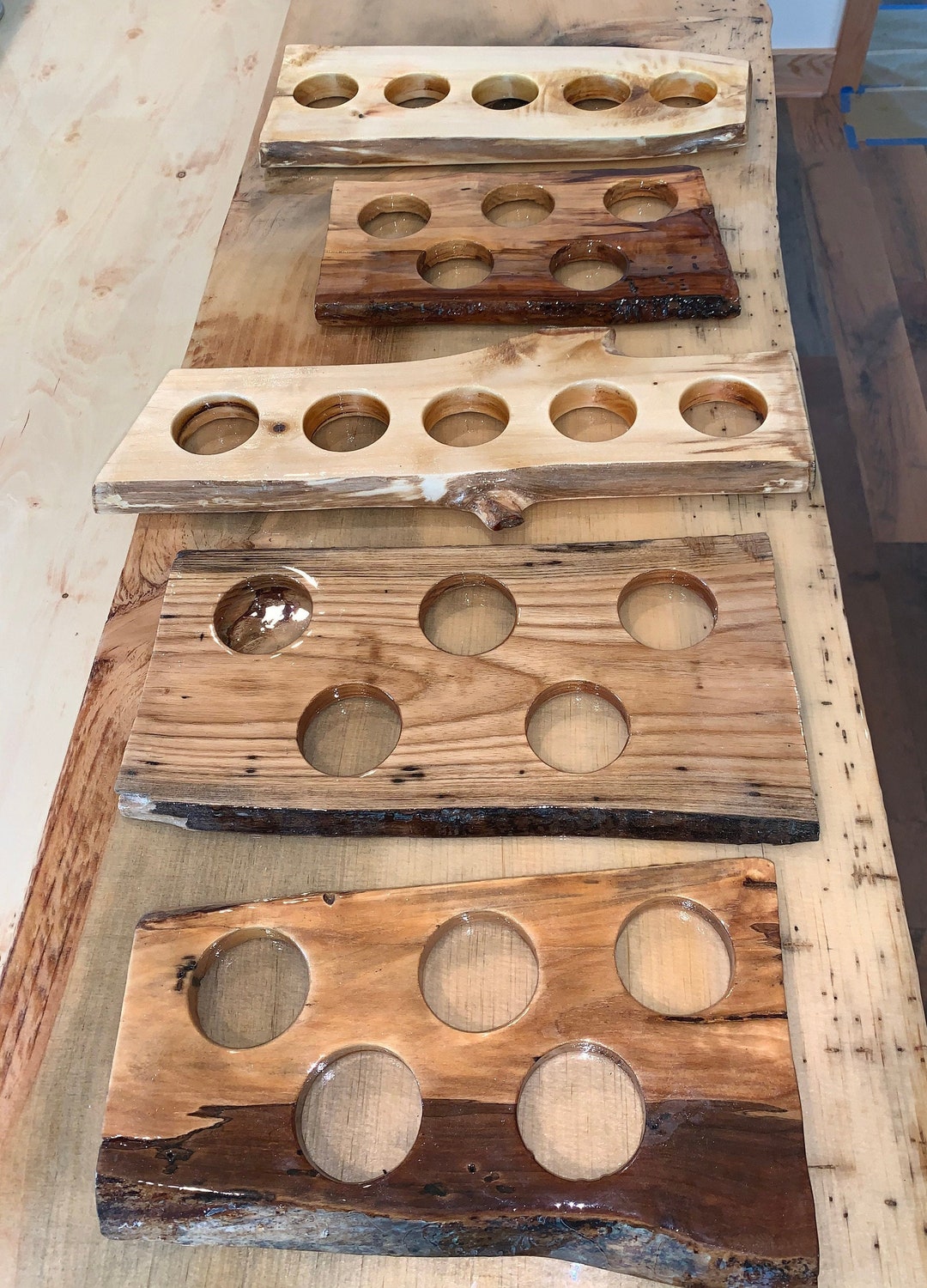 Live Edge Wood Beer/wine Tasting Boards - Etsy