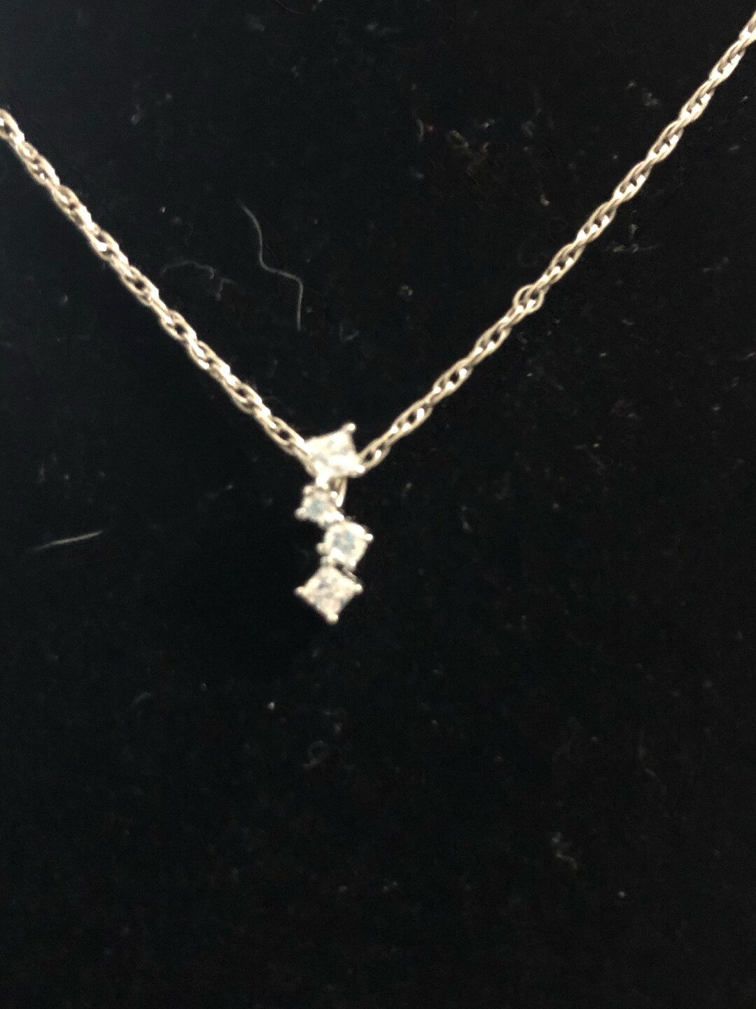 Sterling Silver Round and Princess Cut Cubic Zirconia Pendant Necklace ...