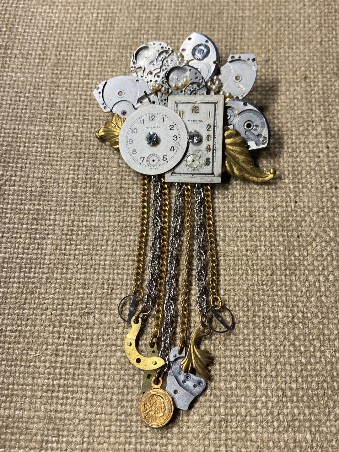 Beautiful Handmade Brooch From Clock Parts - Etsy
