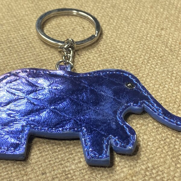 Leather Elephant Keychain - Etsy
