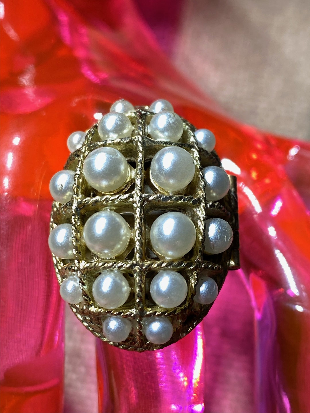 Avon Gold Tone Pearl Perfume Ring With Original Perfume Refill - Etsy