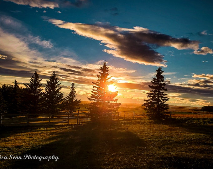 Rural Alberta Sunset Gouache Landscape Art Print - Etsy Canada
