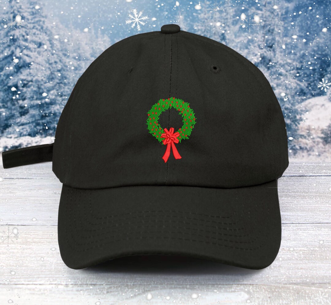 CHRISTMAS WREATH Embroidered Low Profile Baseball Cap Christmas Cap ...