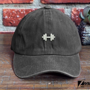 Gym Cap Dad Hat Embroidered Dumbbell Unisex Retro Style Cap Weight ...