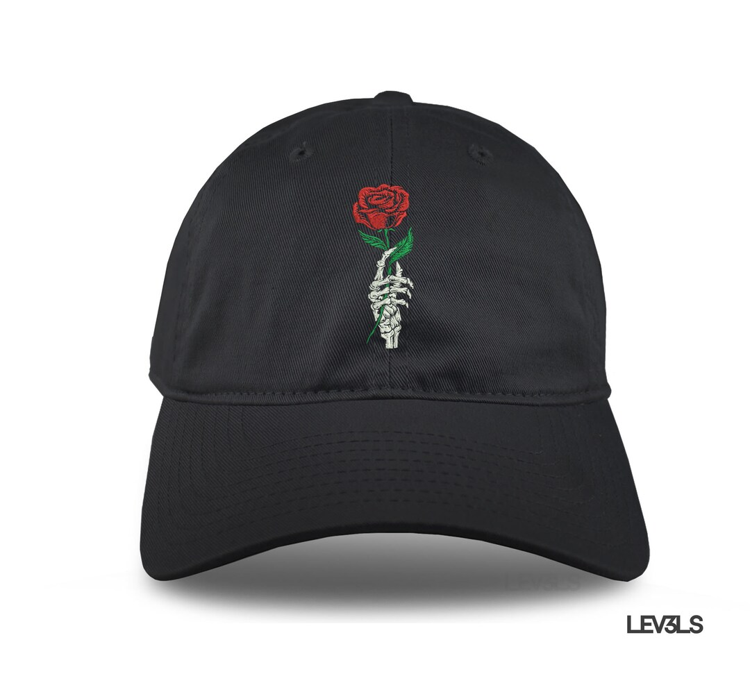 Skeleton Hand With Rose Dad Hat Embroidered Baseball Cap Adjustable ...