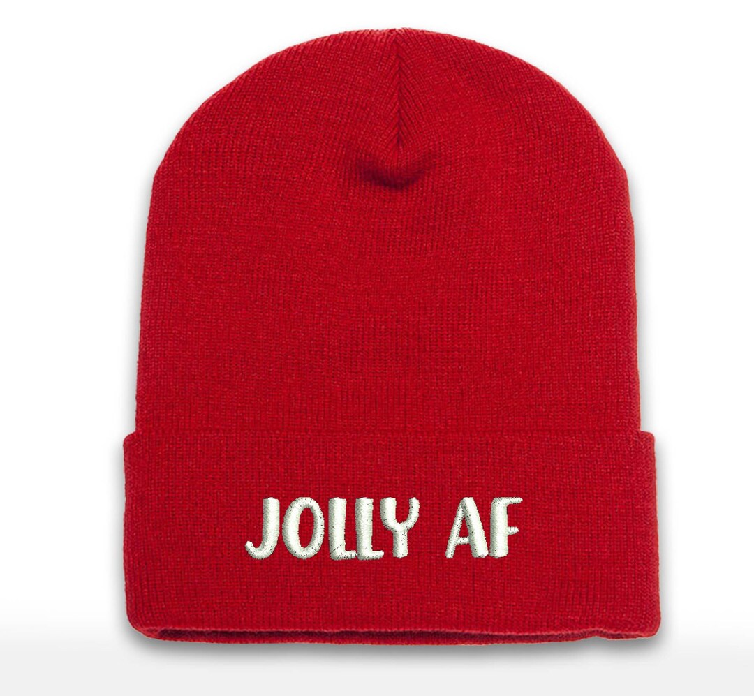 JOLLY AF Merry Christmas | Embroidered Beanie Cap | Christmas Beanie ...