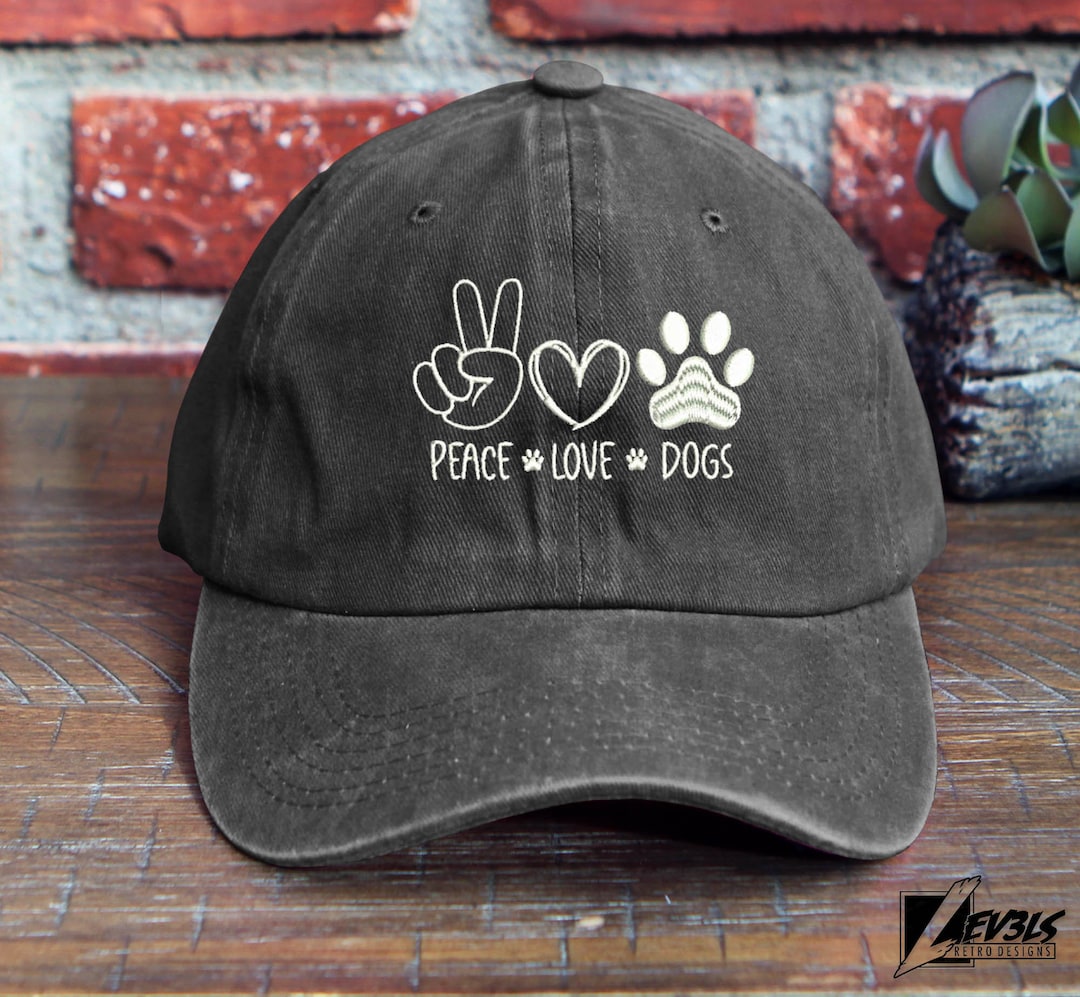 Peace Love Dogs Embroidered Low Profile Baseball Cap | Adjustable Dad ...