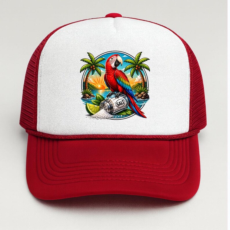 Parrot Trucker Hat, Lost Shaker of Salt Cap, Tropical Beach Vacation ...