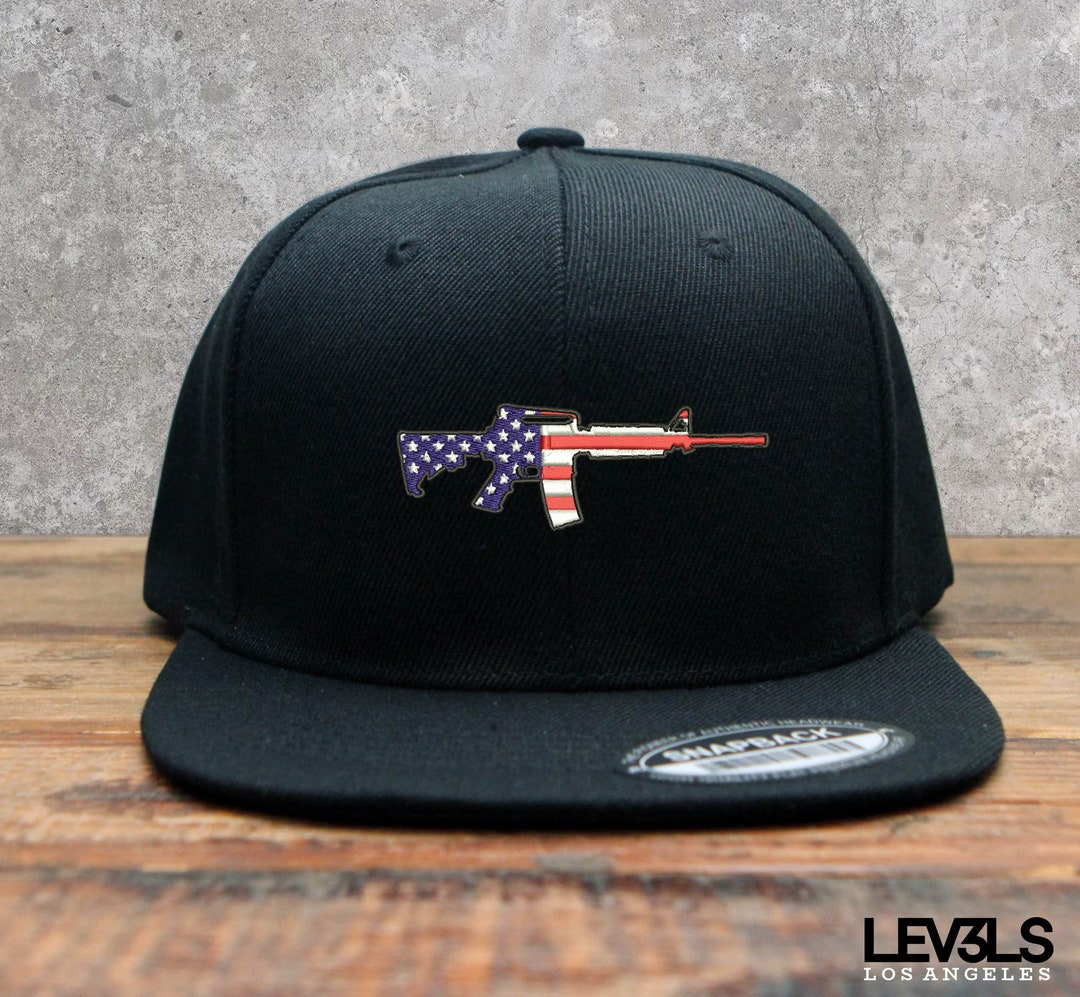 AR-15 Rifle Embroidered Snapback Cap | USA | Range Cap | America Flag ...