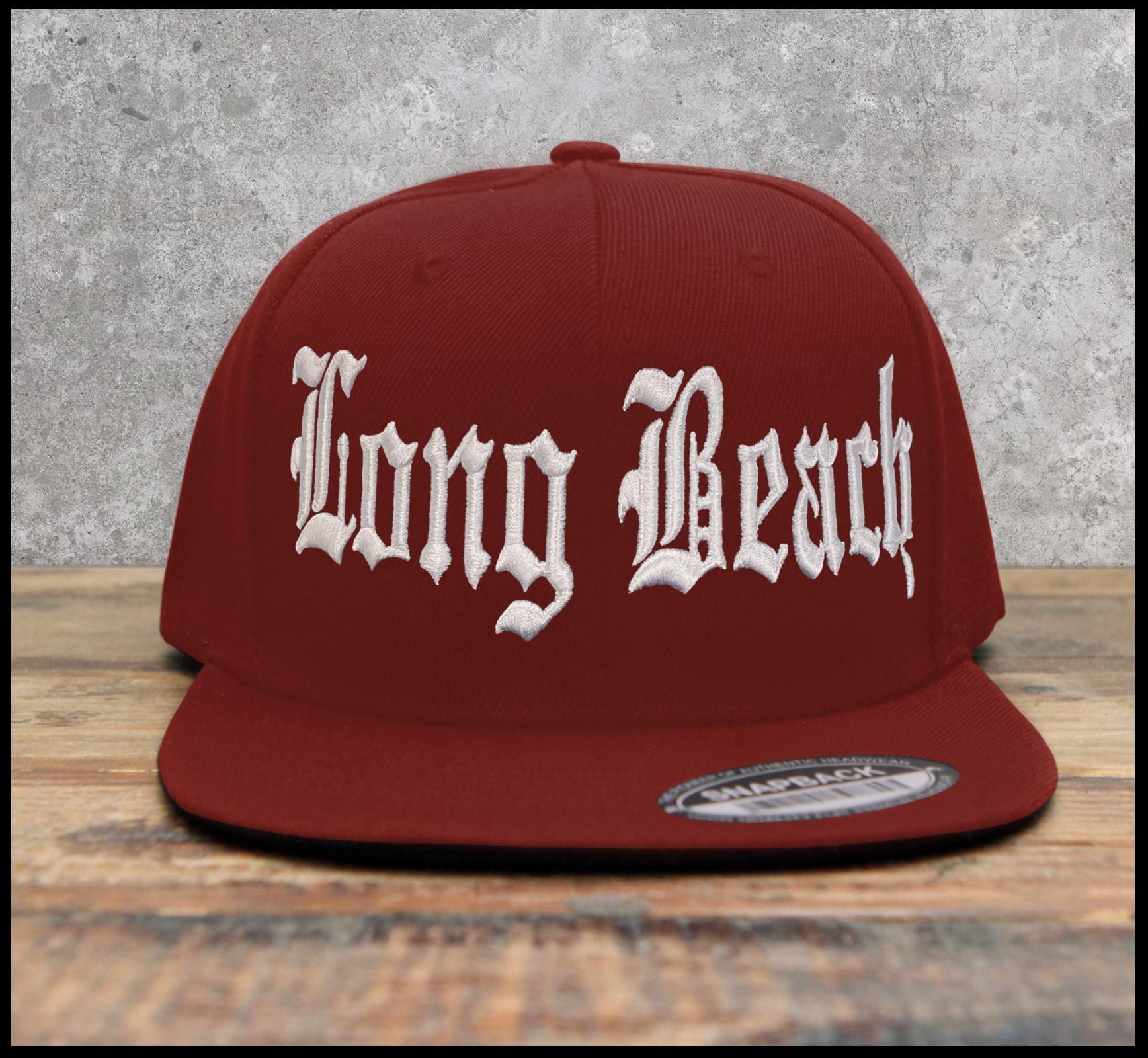 Long Beach Old English Embroidered Snapback Cap | Long Beach Long Beach Old English Embroidered Snapback Cap | Long Beach