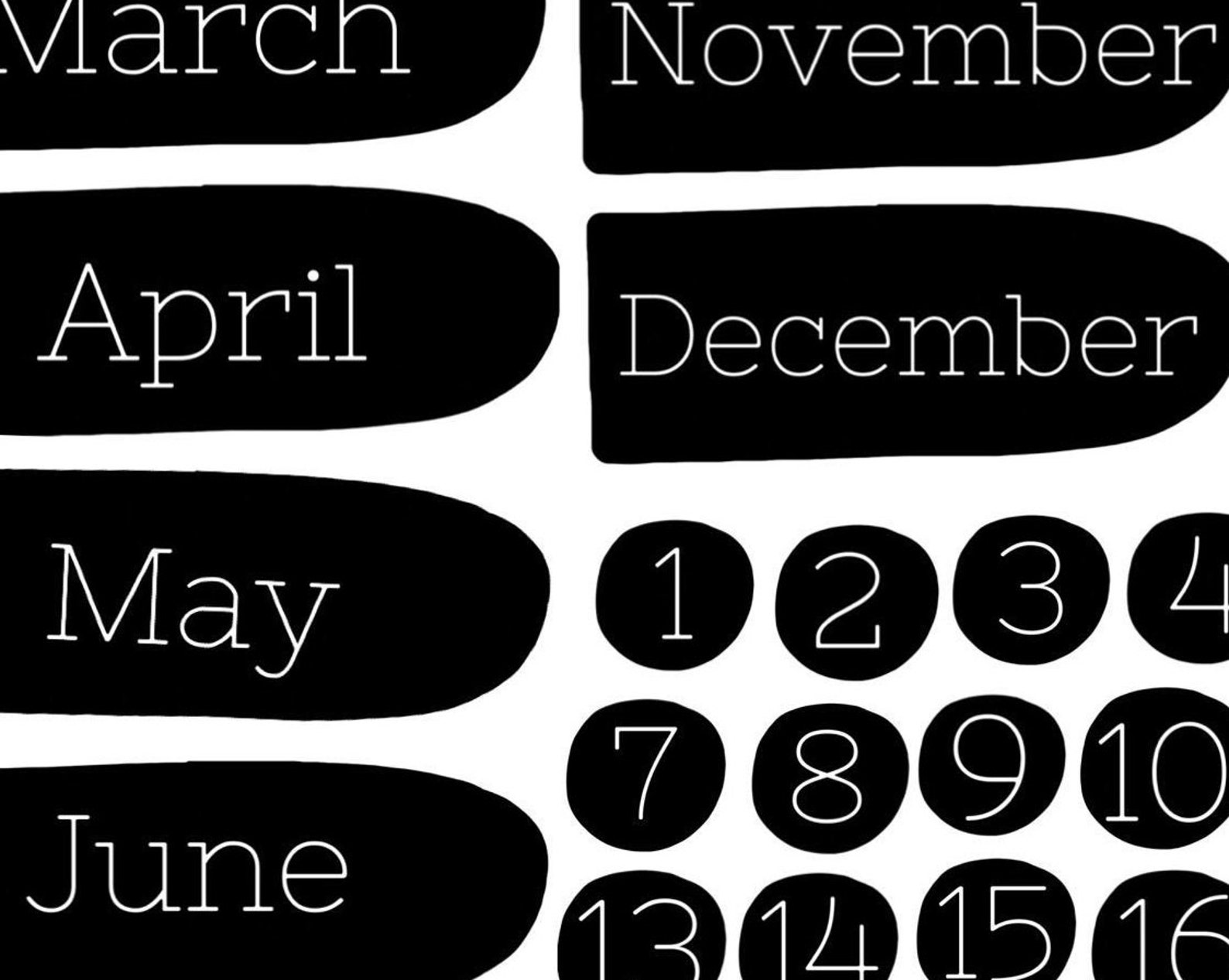 Digital Stickers Months Dates digital file | Etsy