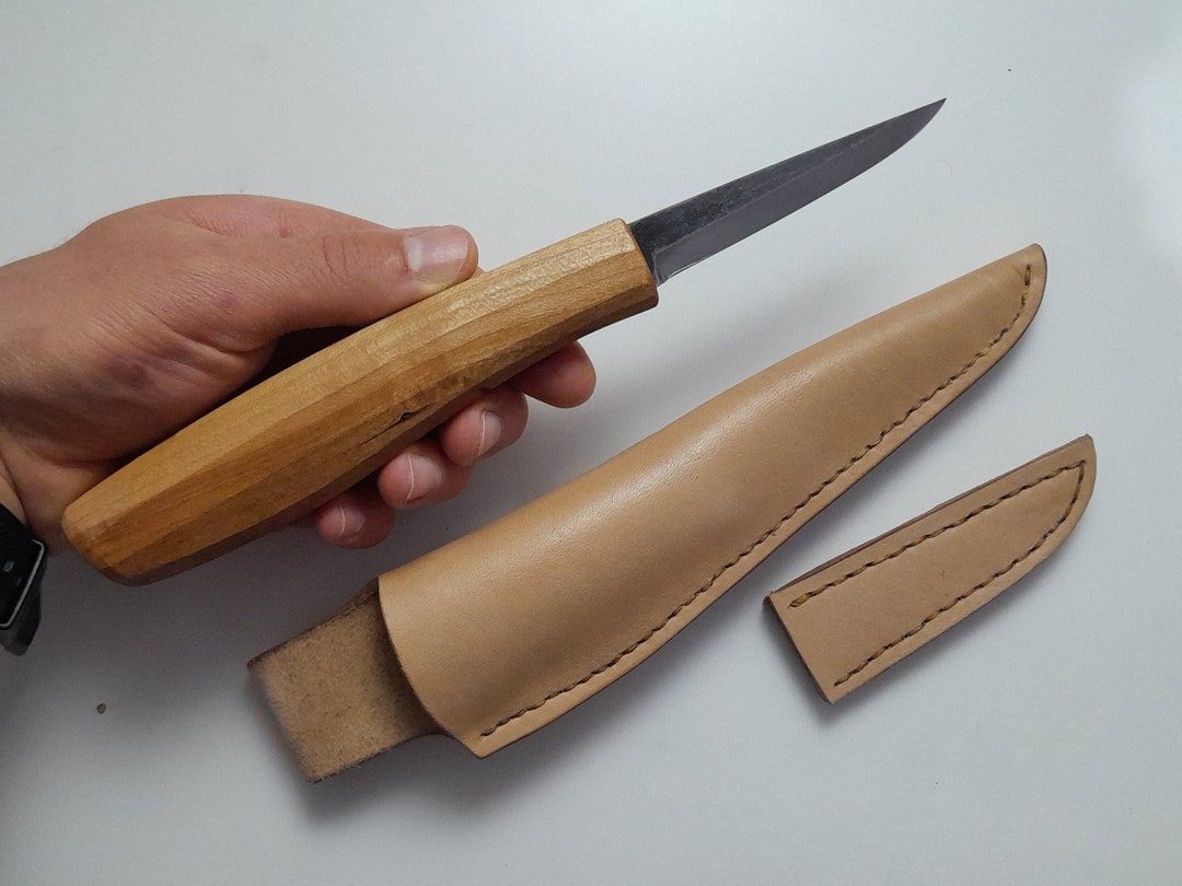 80 Mm Sloyd Knife W/ Leather Sheath, Wood Carving Knife, Whittling ...