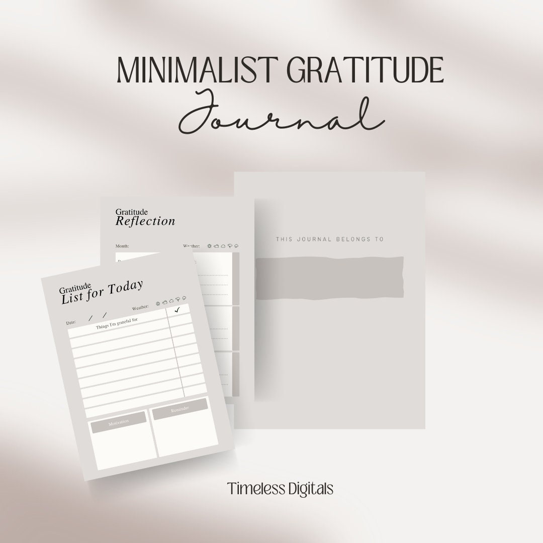 Minimalist Gratitude Journal - Etsy