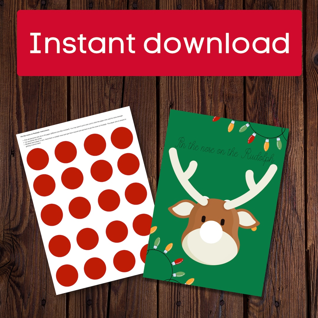 Christmas Party Game Pin the Nose on the Rudolph Reindeer Festive ...