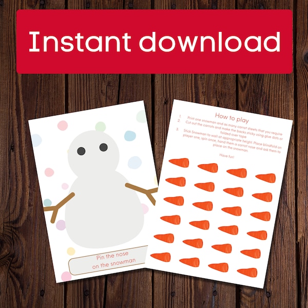Pin the Nose on the Snowman Printable - Etsy