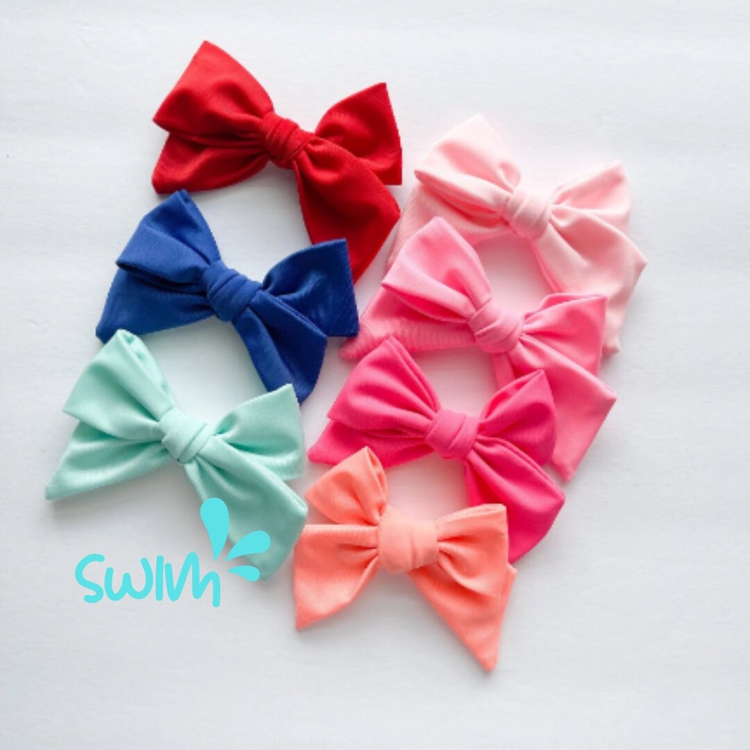 Small Swim Bows Handtied, Waterproof Bright Summer Pool Bows on Nylon ...