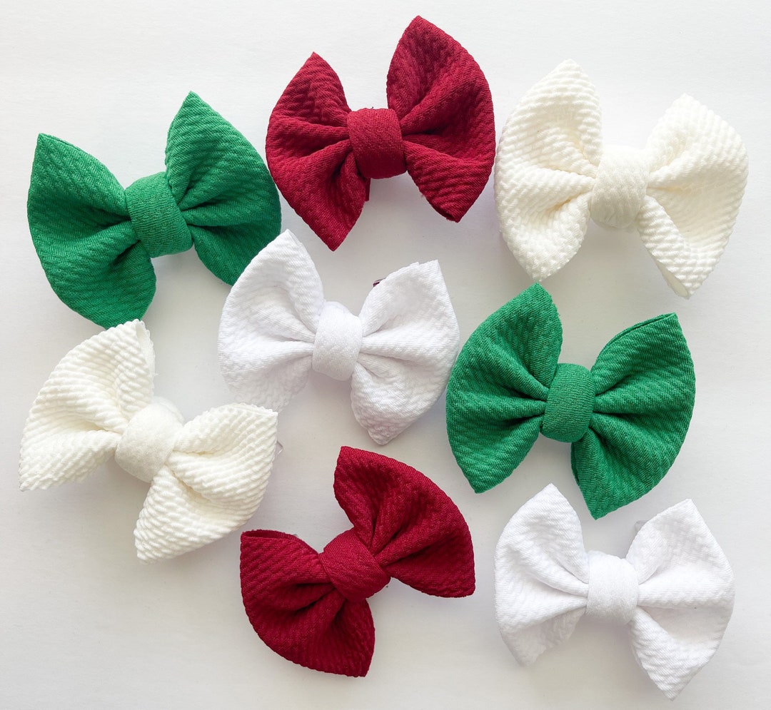 Christmas Pig Tail Bows in Solid Colors, Holiday Hair Bow Collection ...