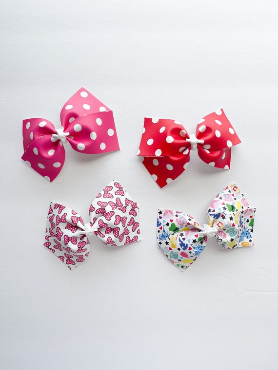 Disney Mickey Mouse Faux Leather Bows Red & Pink Polkadots - Etsy