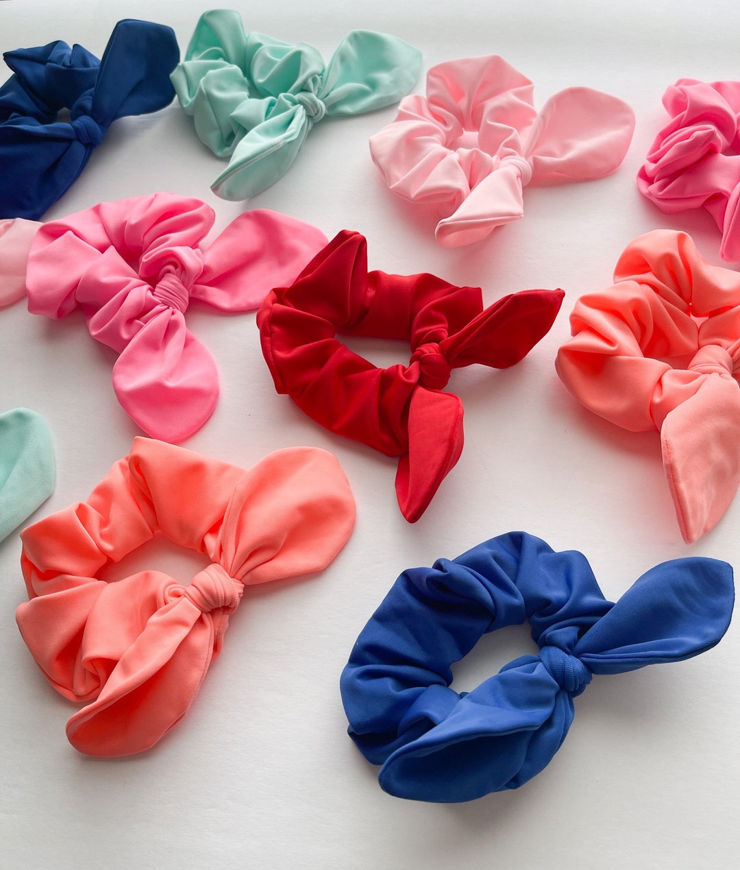 Summer Swim Scrunchies, Bunny Ear Scrunchie Set, Bright Hair Ties ...