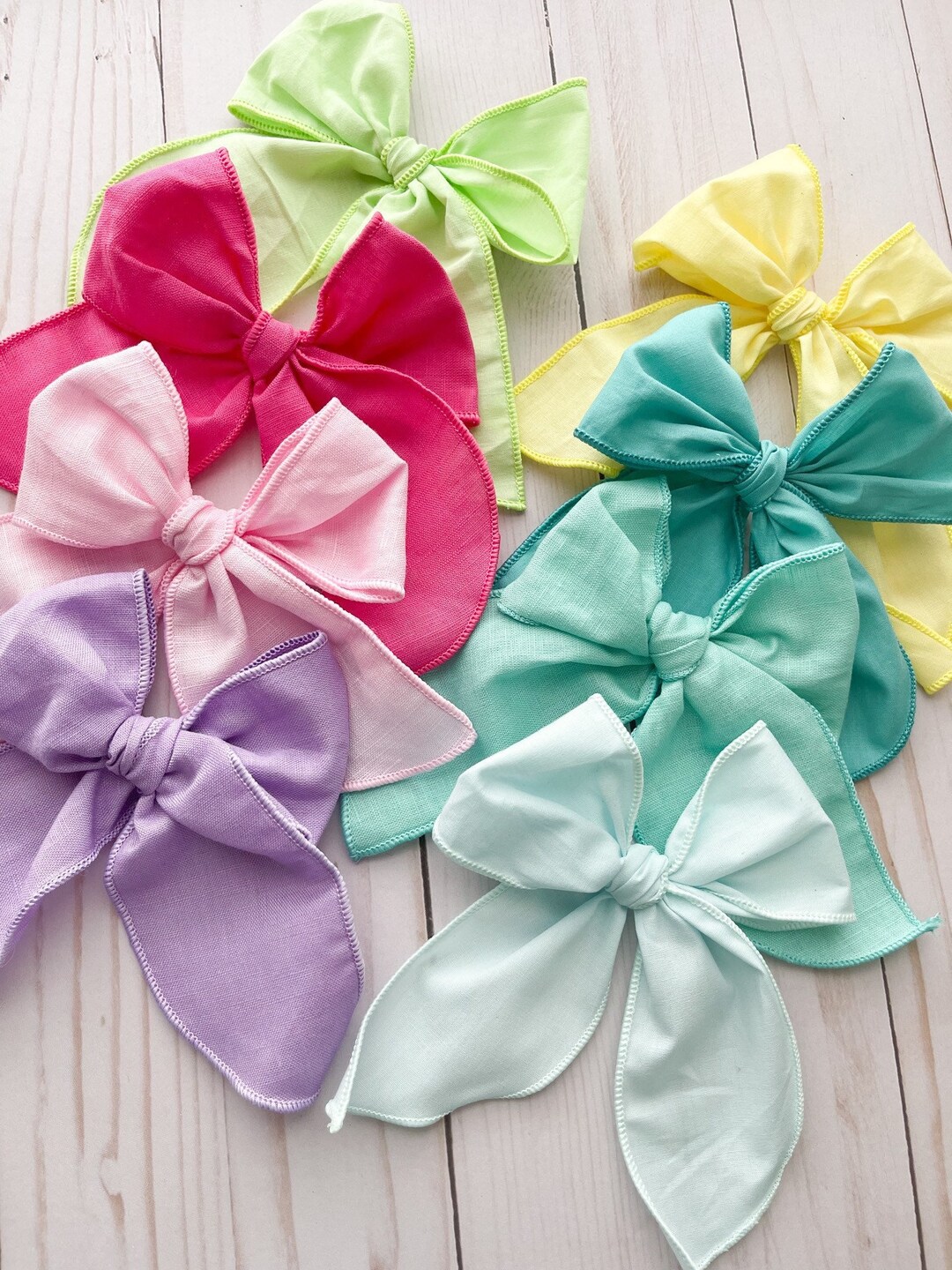 Spring Solids Handtied Cotton Sailor Bows Hair Bows for - Etsy