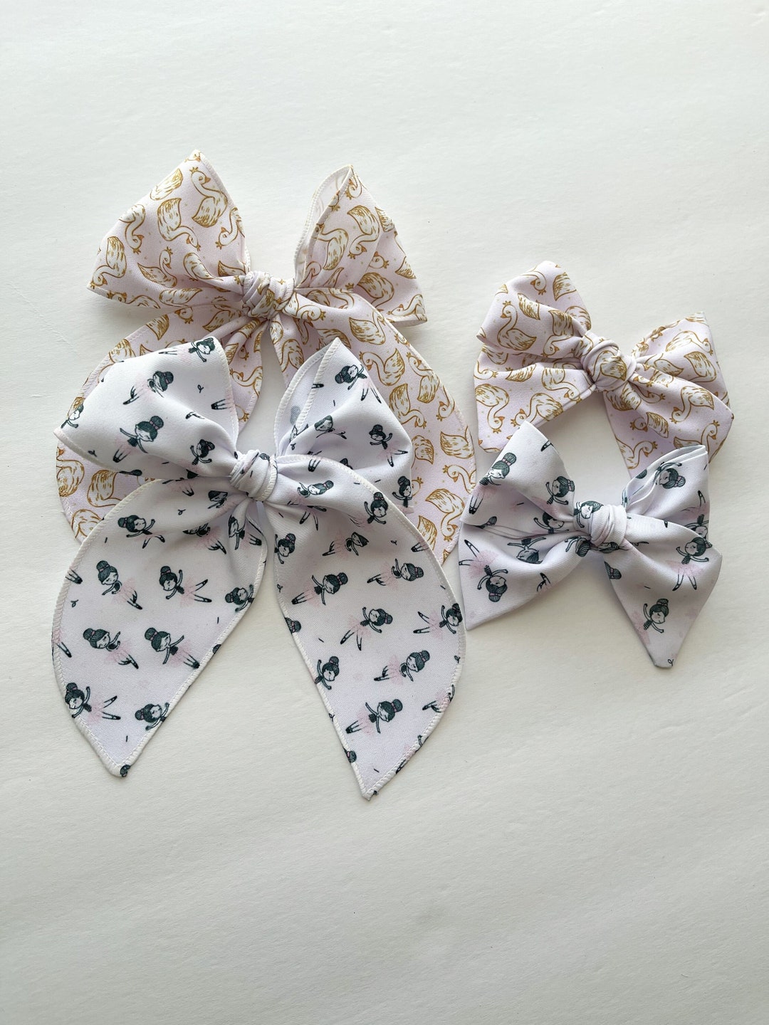 Ballerina and Swan Fabric Bows on Clip or Headband, Dance Bow, Ballet ...