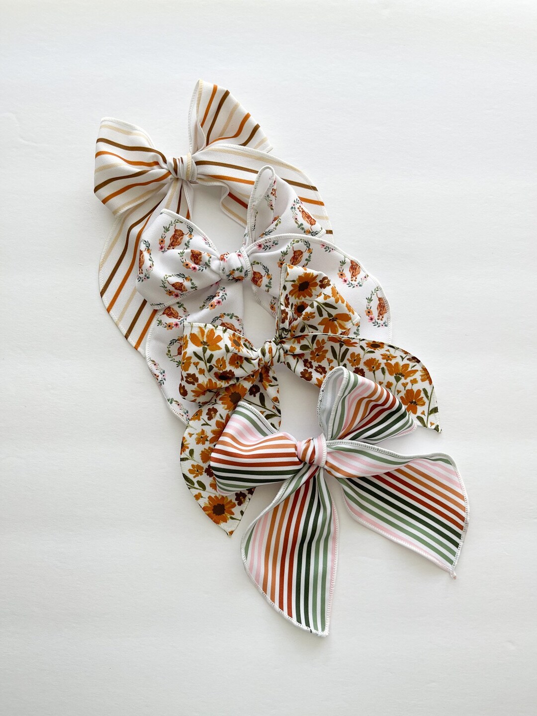 Large Fall Hair Bow Fall Floral Sailor Bow Highland Cow - Etsy