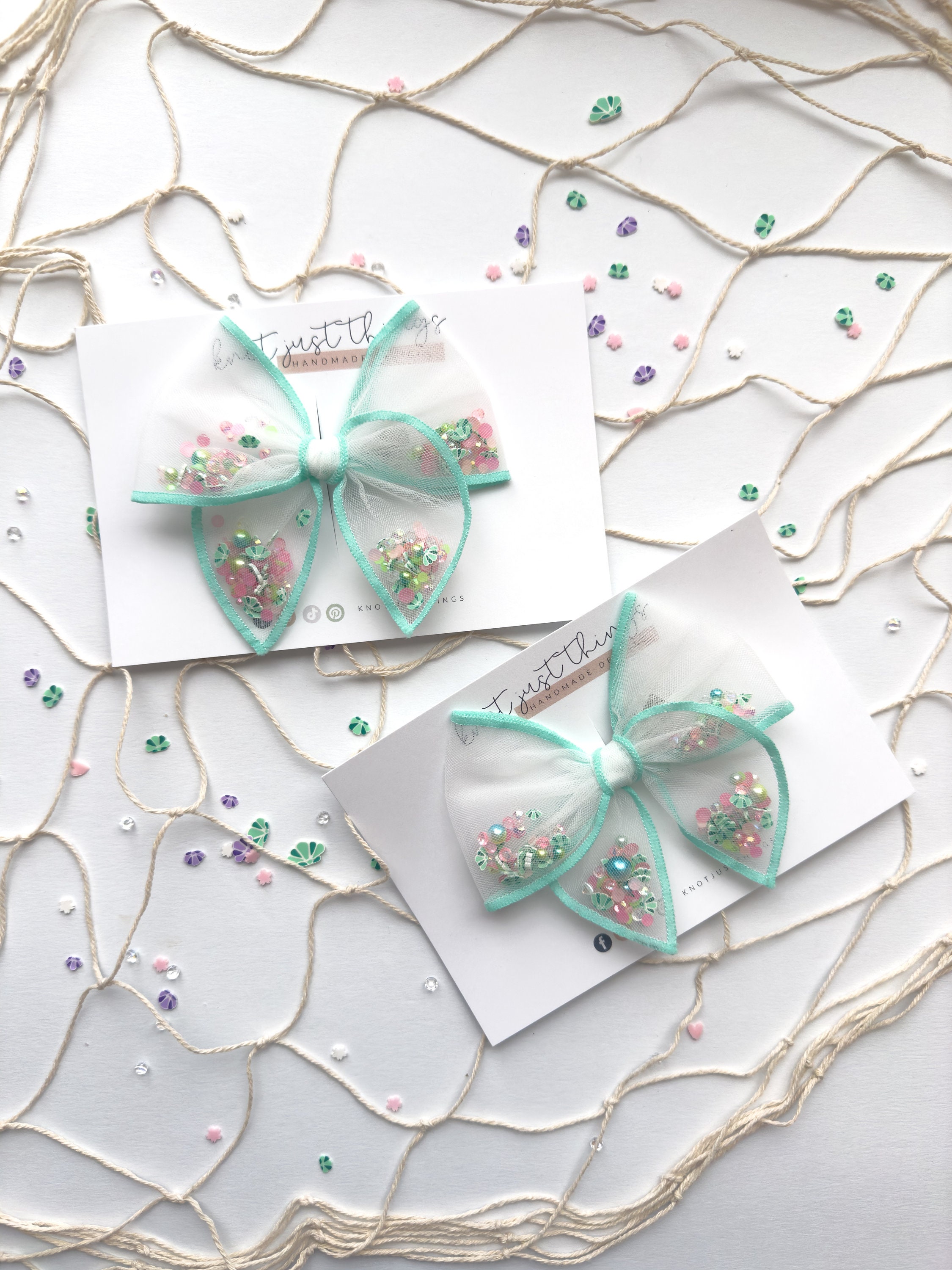 Mermaid Shaker Bows, Mini Fable Bows, Seashells and Pearl Filled Sailor ...