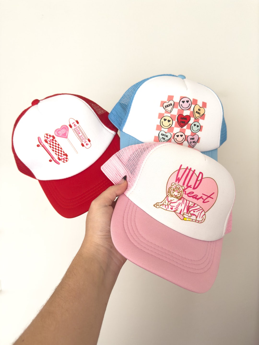 Valentine's Day Trucker Hats, Sweet Hearts, Conversation Hearts Hats ...