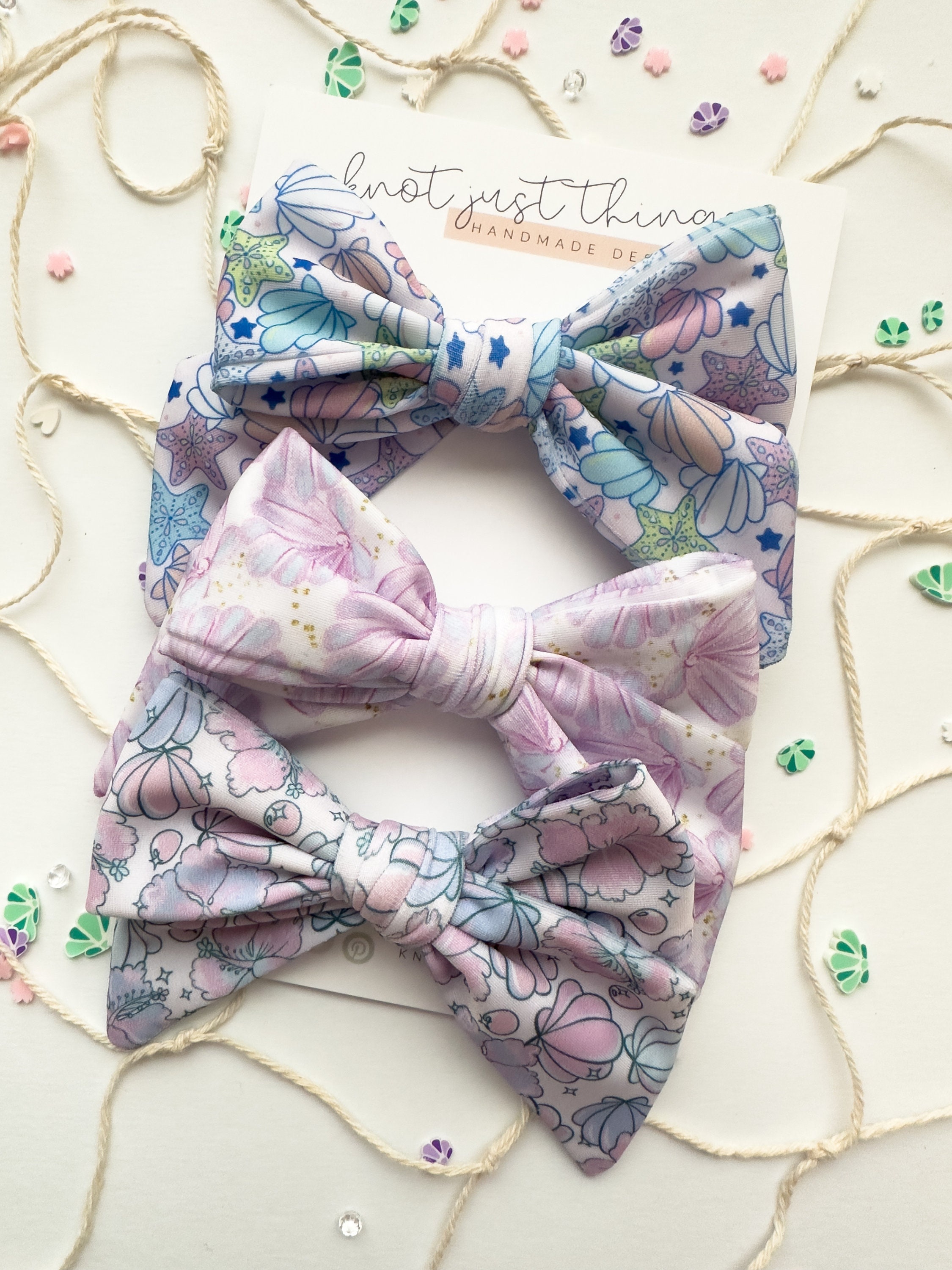 Mermaid Swim Bows, Sea Shells Handtied Bows, Mermaid Shells Pinwheel ...