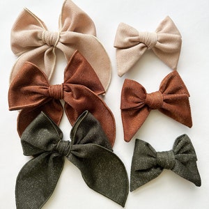 Large Fall Tinsel Hair Bow, Fall Sailor Bow, Solid Hair Bows, Girls ...