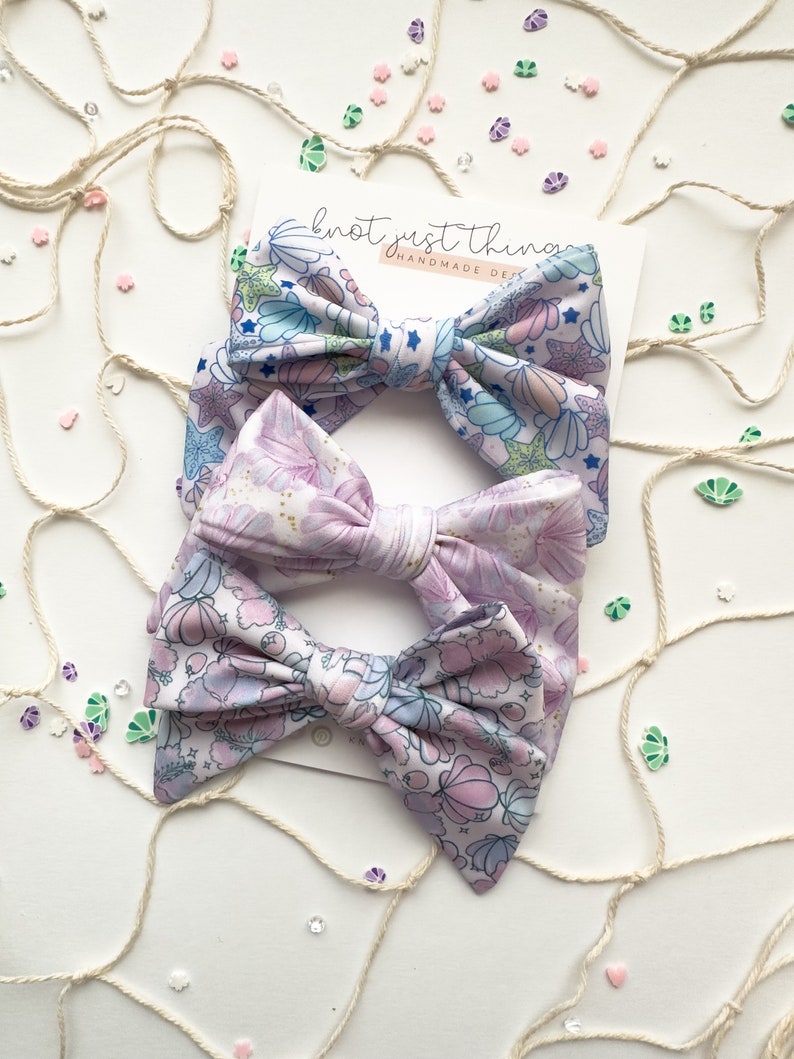 Mermaid Swim Bows, Sea Shells Handtied Bows, Mermaid Shells Pinwheel ...