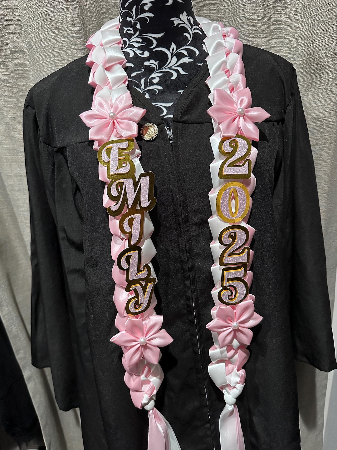 Satin Ribbon Graduation Lei With Flowers, Braided Ribbon - Etsy