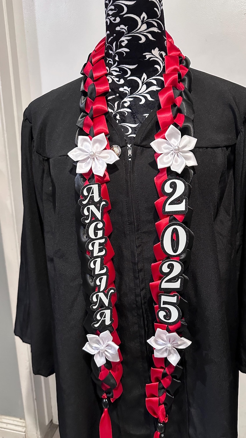 Satin Ribbon Graduation Lei With Flowers, Braided Ribbon - Etsy