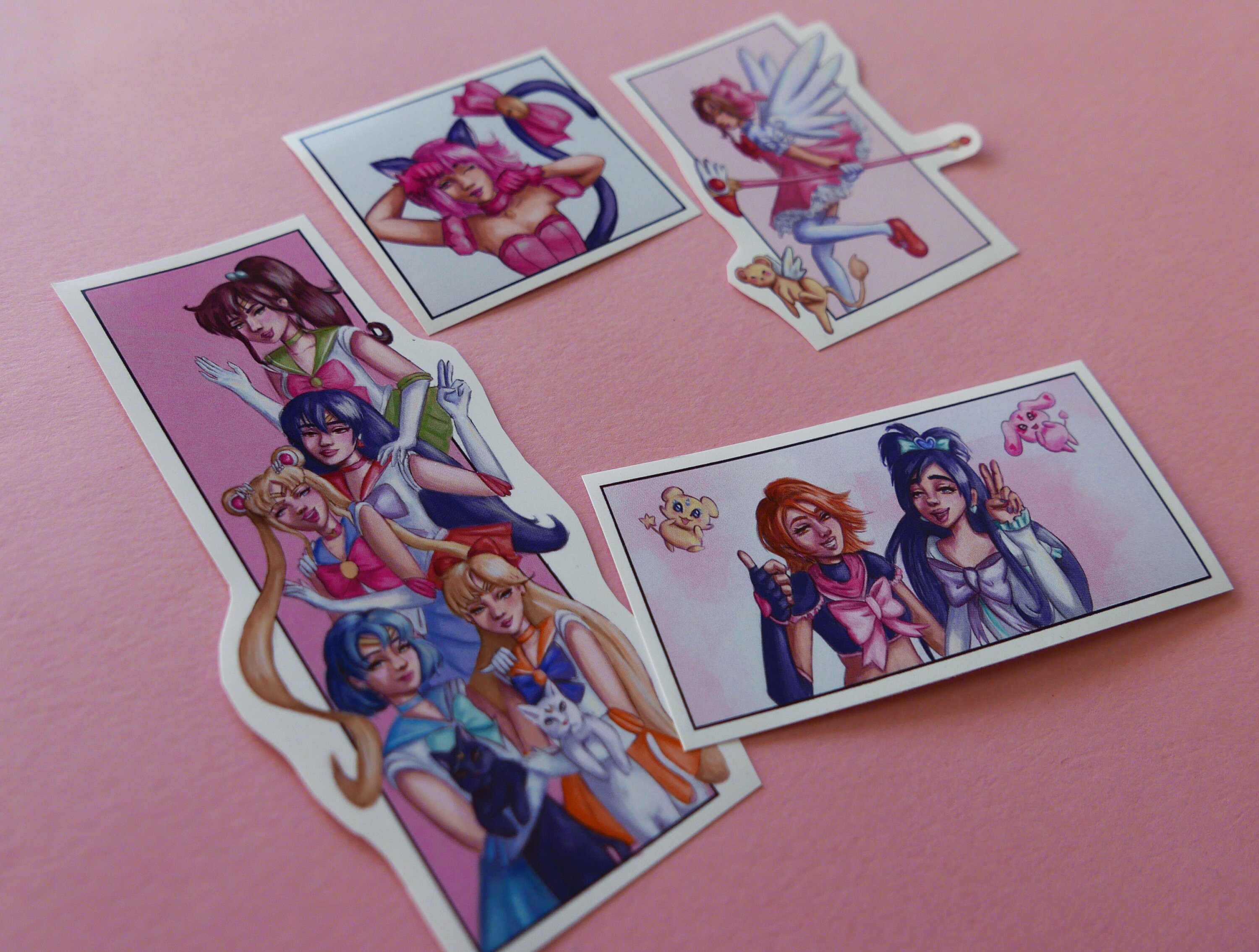 Cute magical girls glitter stickers and postcard set Sets Paper ...